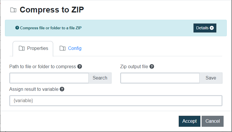 Compresión de archivos – Comprimir archivo en ZIP - Rocketbot Docs