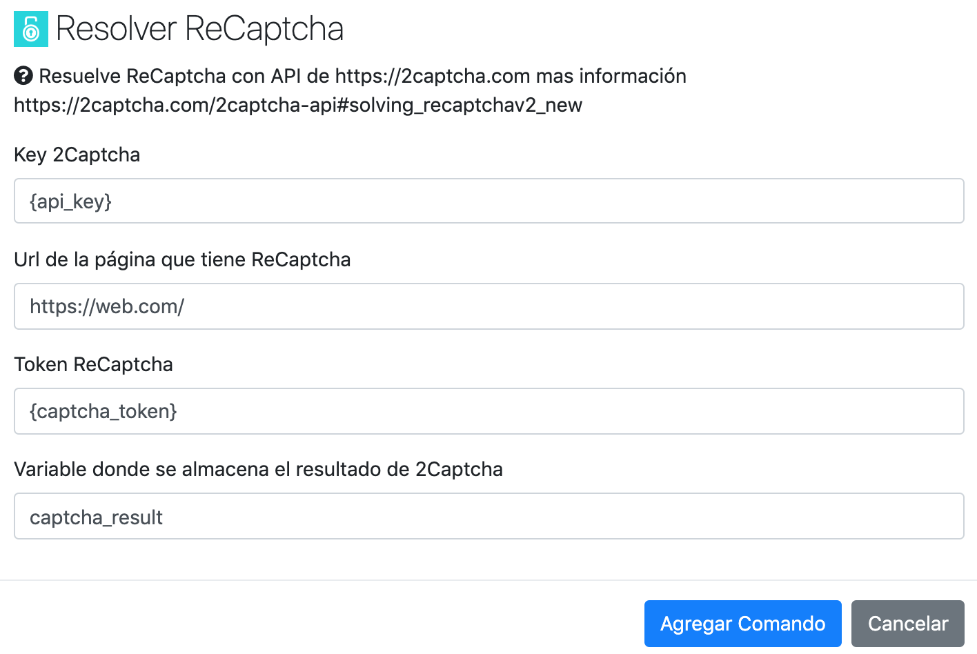 Resolver ReCaptcha - Rocketbot Docs