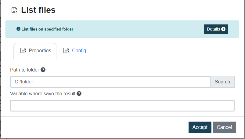 Control de Archivos – Listar archivos - Rocketbot Docs