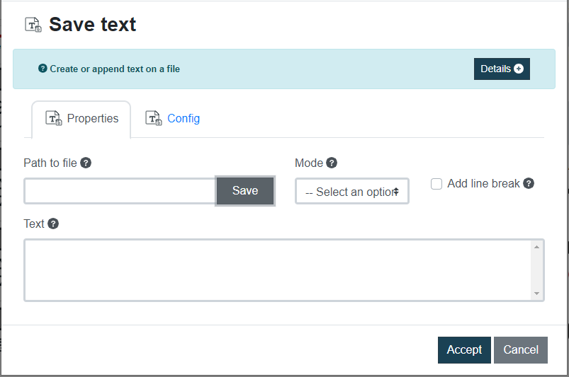 Guardar texto en archivo - Rocketbot Docs