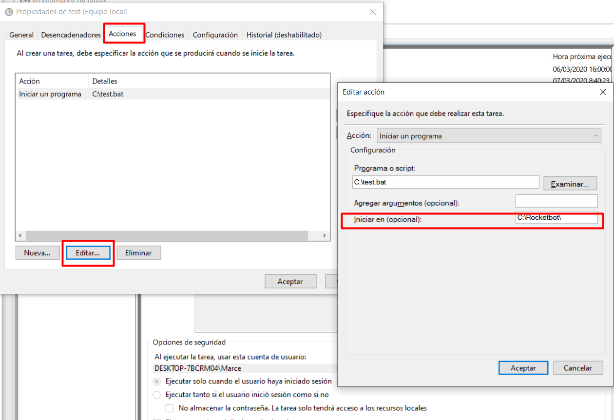 CREAR TAREA PROGRAMADA (Task Scheduler) - Rocketbot Docs