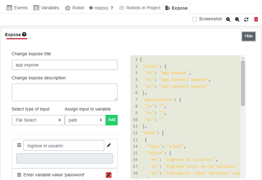 Ejecutar robot Rocketbot (expose) - Rocketbot Docs