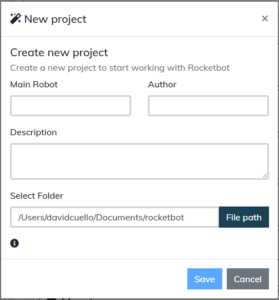 Studio Rocketbot – Iniciar un proyecto - Rocketbot Docs